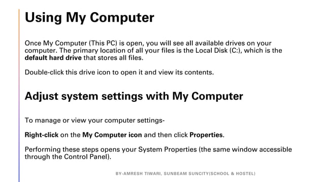 Basic computer operation (windows os) - Amresh Tiwari | PDF | Operating ...