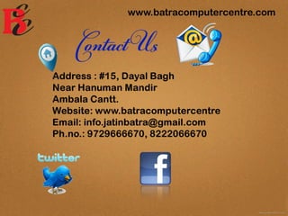 Basic Computer Training Institute in Ambala ! Batra Computer Centre. | PDF