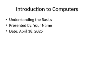 Basic Computer presentation for classess | PPT