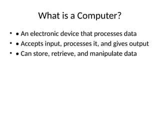 Basic Computer presentation for classess | PPT