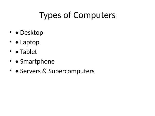 Basic Computer presentation for classess | PPT