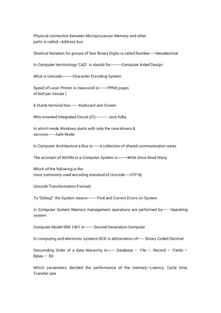 Basic computer question | PDF | Internet for Beginners | Internet