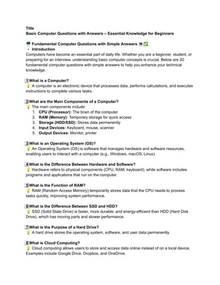Basic Computer Questions with Answers.pdf