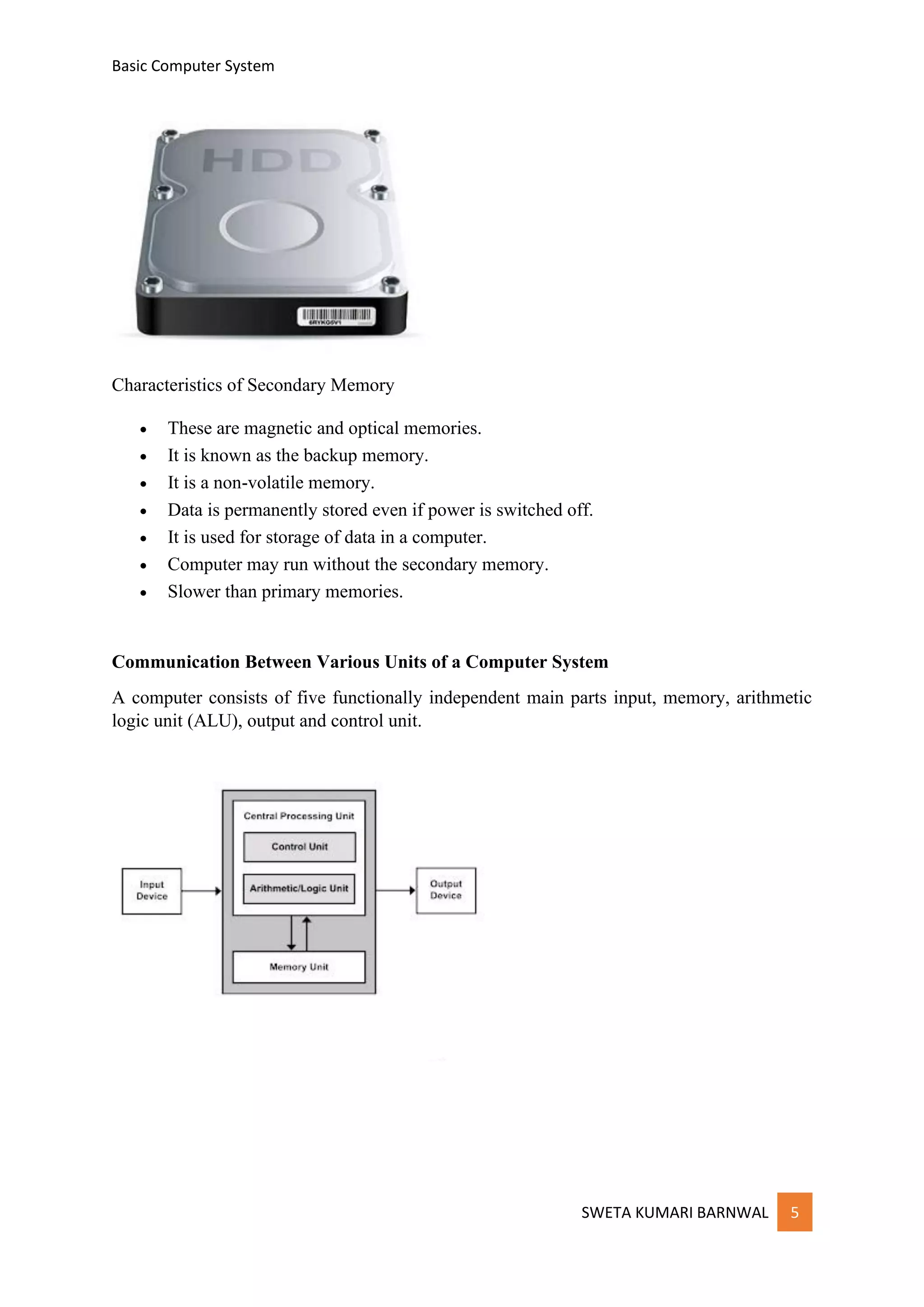Basic computer system | PDF | Data Storage and Warehousing | Computing