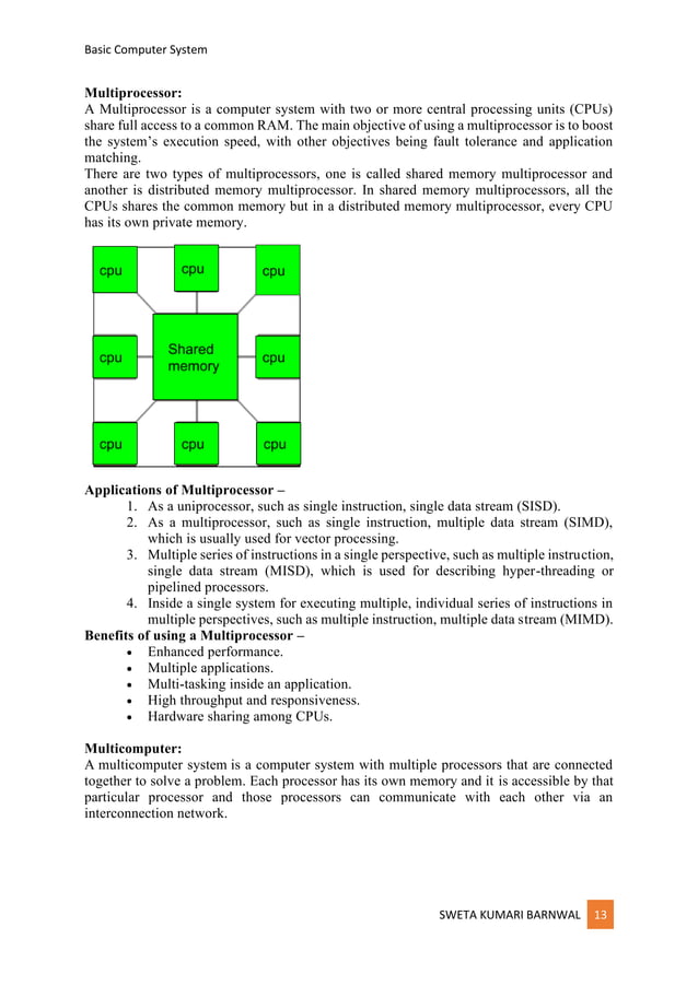 Basic computer system | PDF | Data Storage and Warehousing | Computing