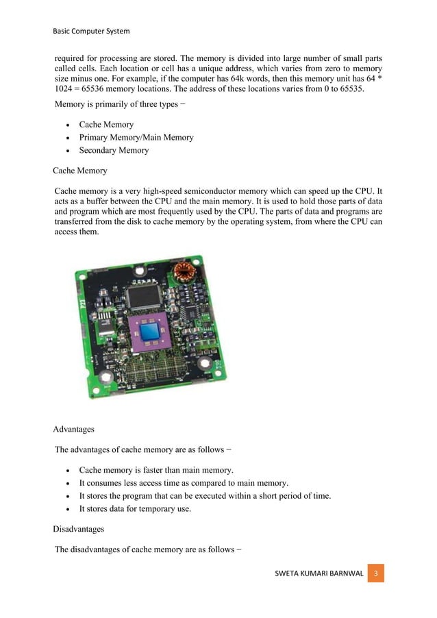 Basic computer system | PDF | Data Storage and Warehousing | Computing