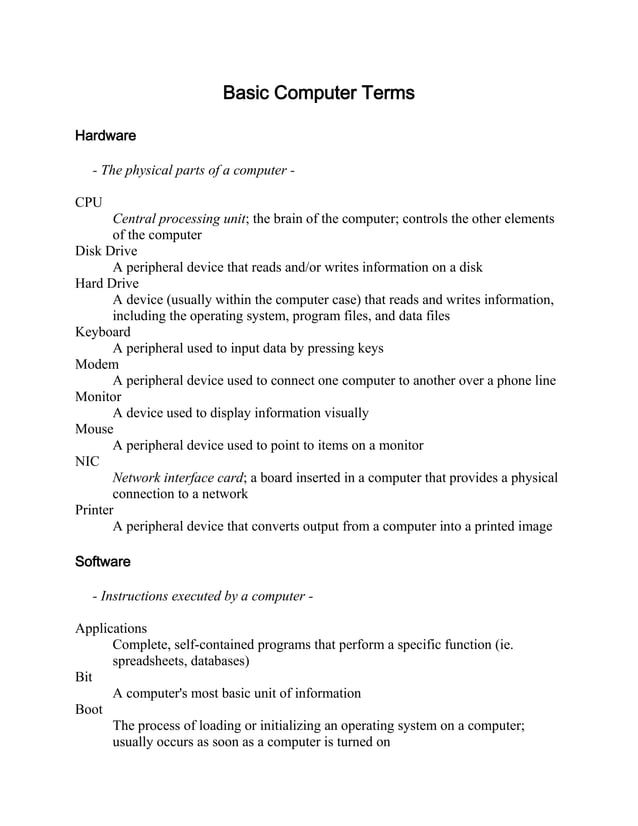 Basic computer terms | PDF