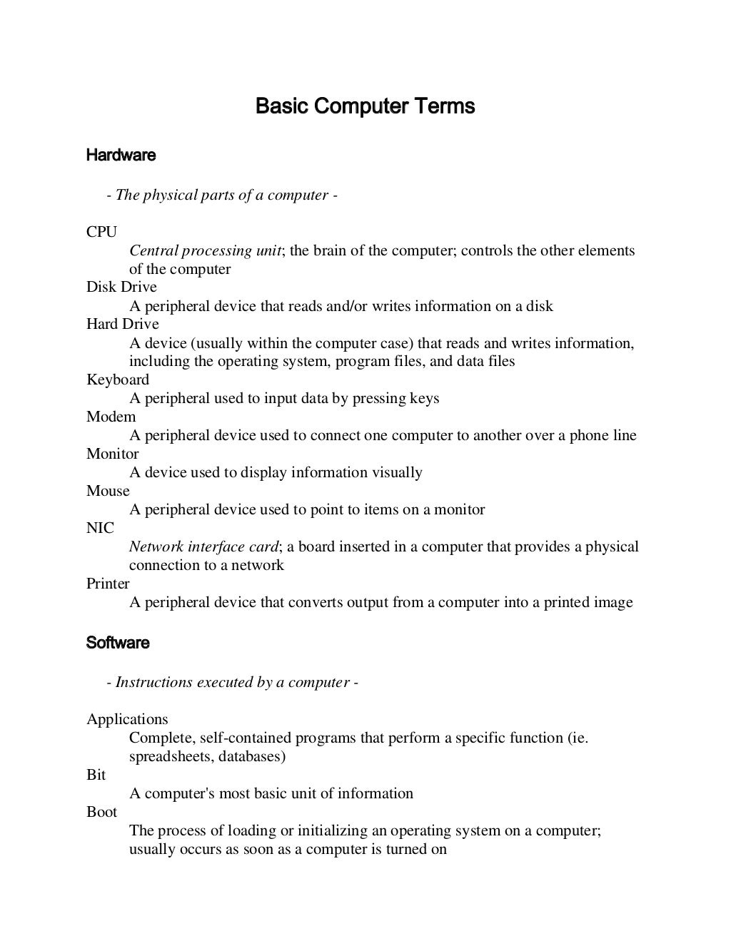 Basic computer terms