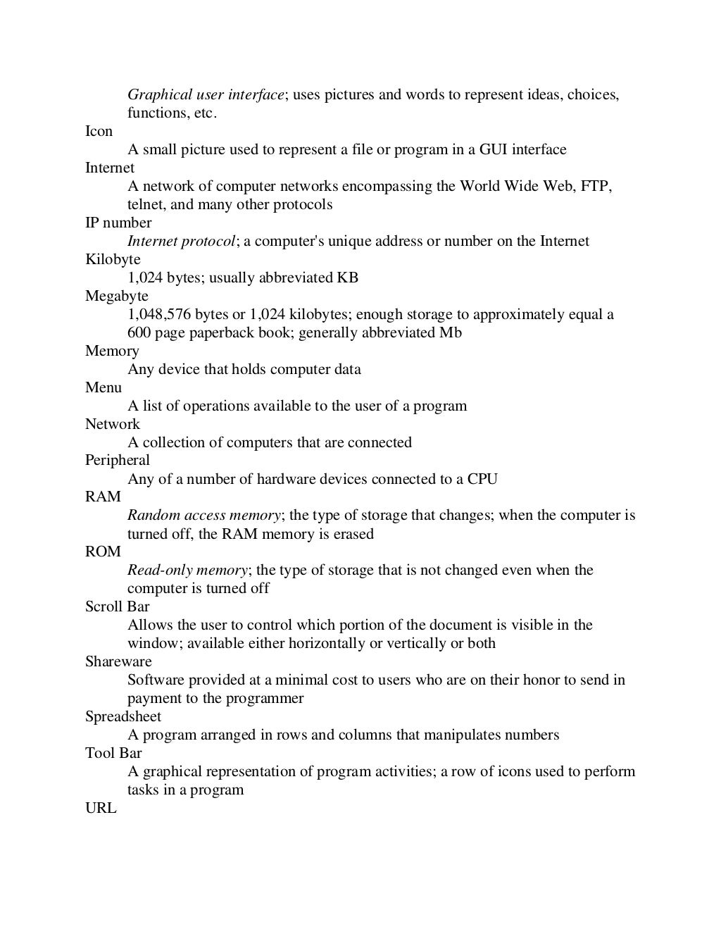 Basic computer terms