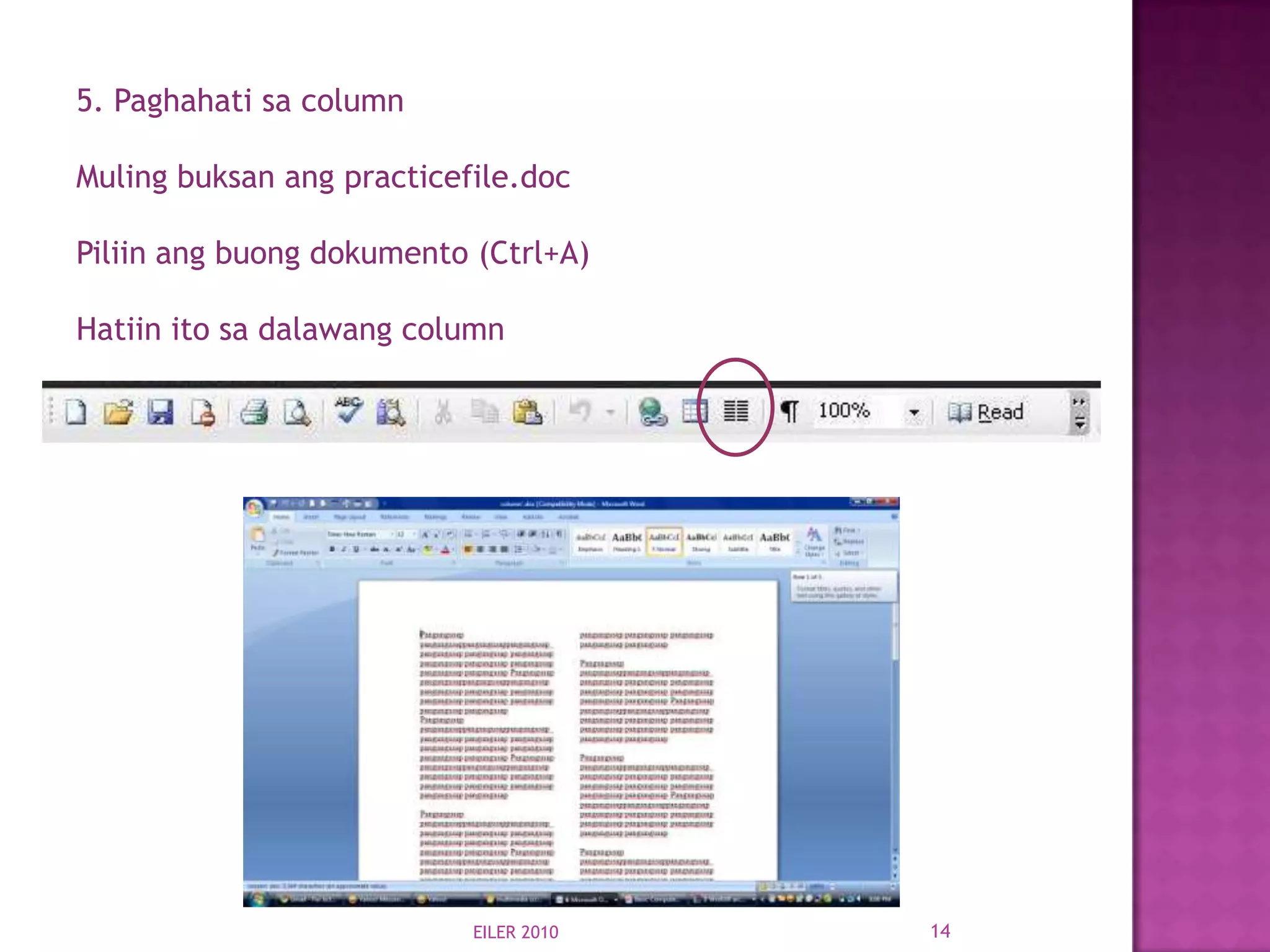 Batayang pagsasanay sa paggamit ng Microsoft Word | PPTX