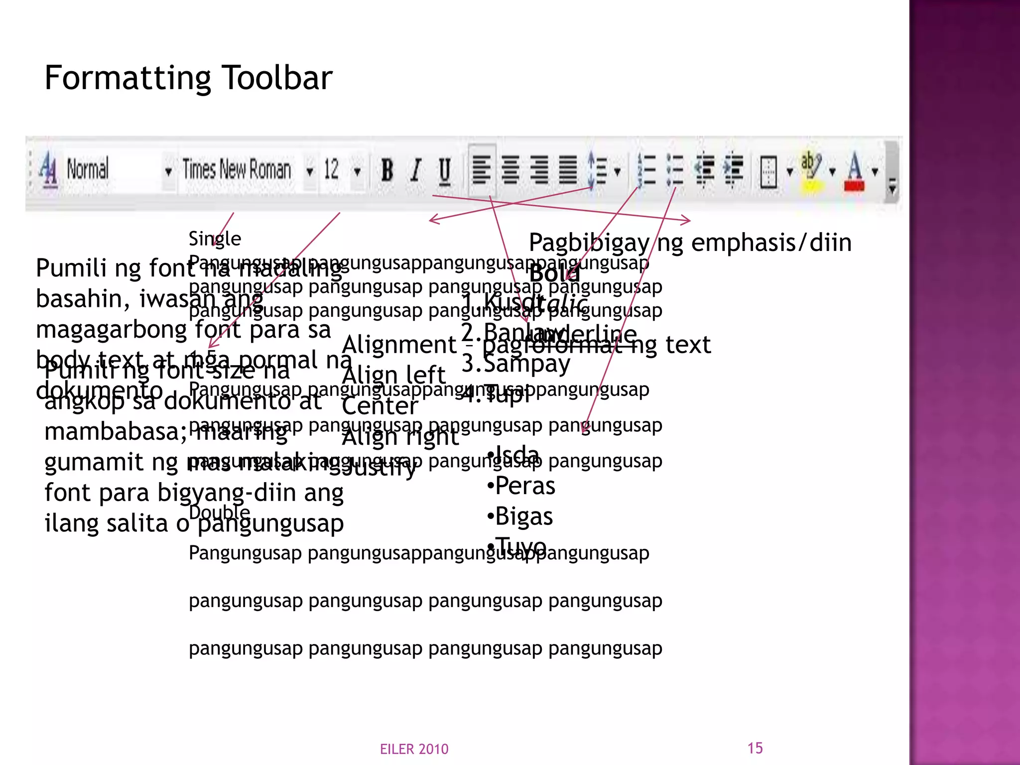 Batayang pagsasanay sa paggamit ng Microsoft Word | PPTX