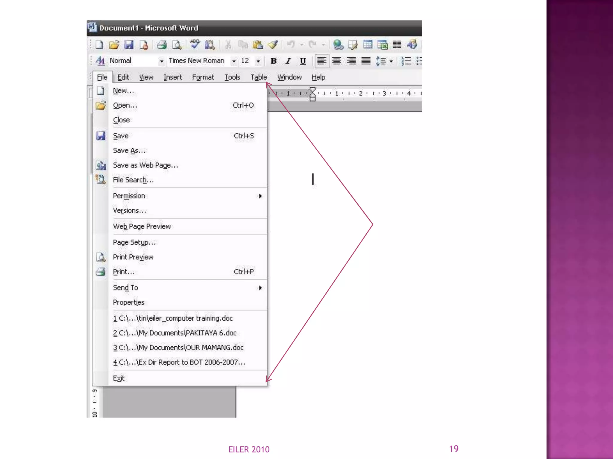 Batayang pagsasanay sa paggamit ng Microsoft Word | PPTX