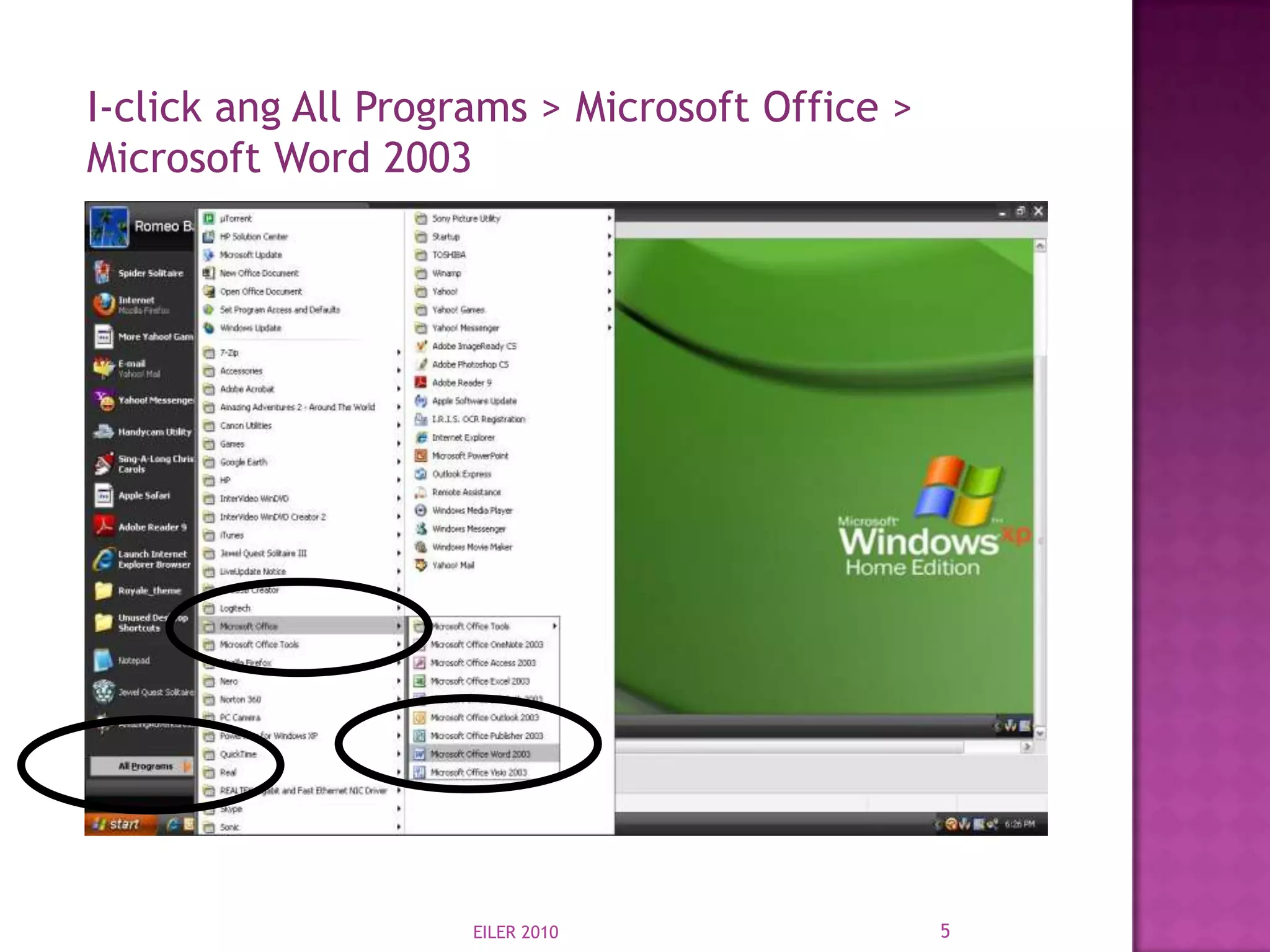 Batayang pagsasanay sa paggamit ng Microsoft Word | PPTX