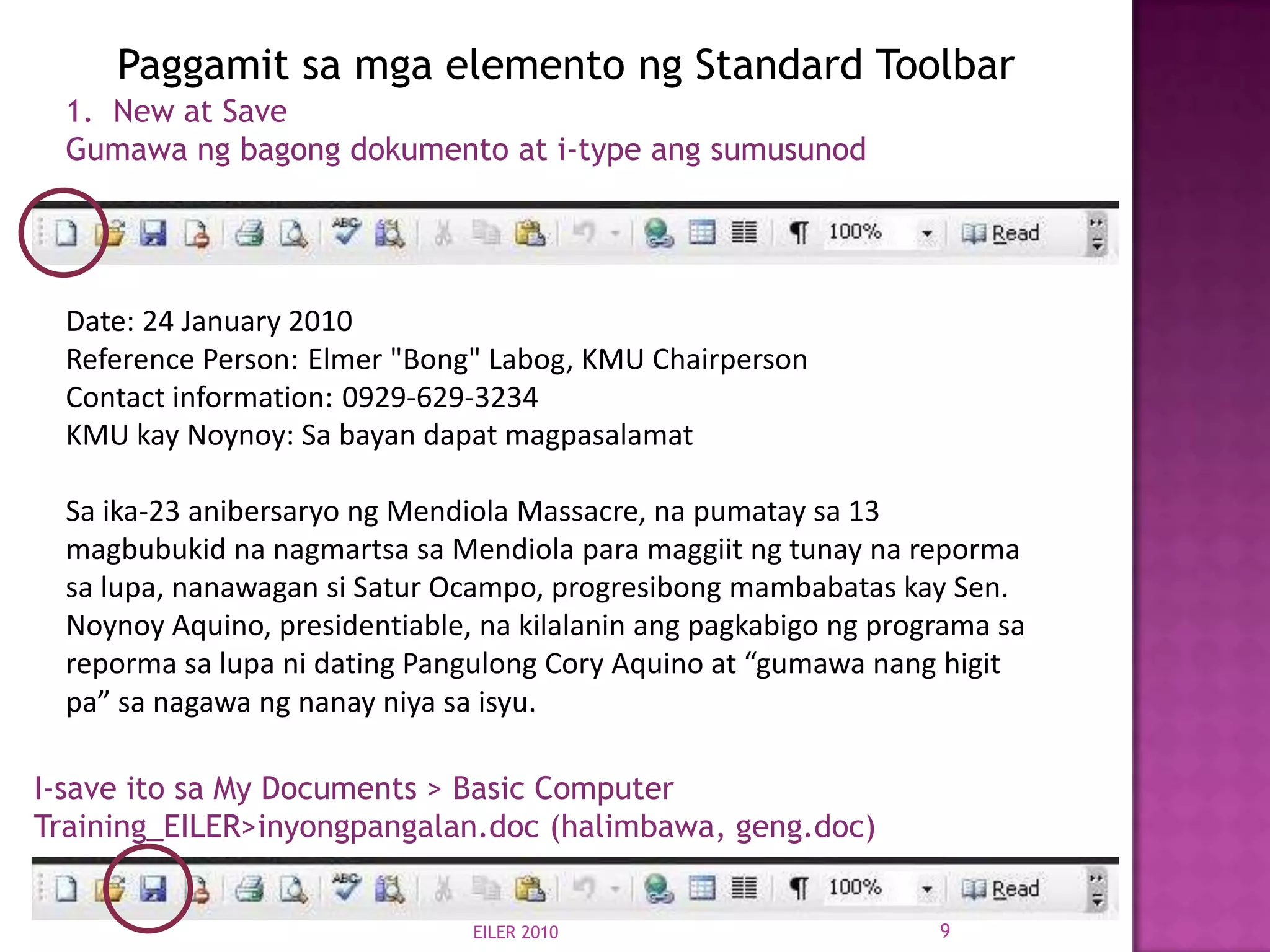 Batayang pagsasanay sa paggamit ng Microsoft Word | PPTX