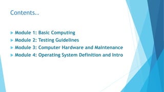 Basic computing and hardware & os installation | PPT