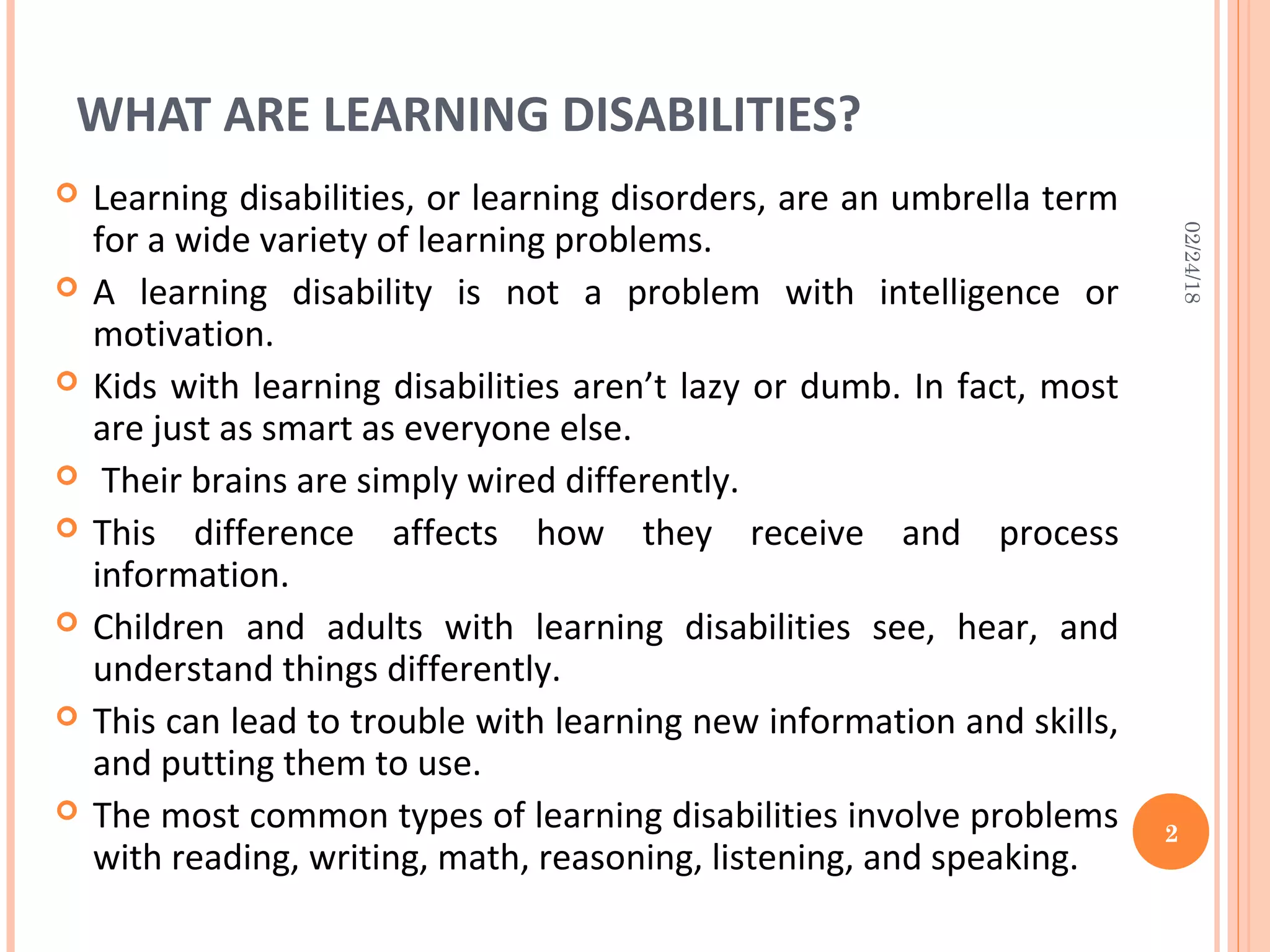 Basic Concept about Learning Disability | PPT