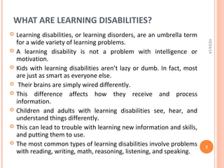 Basic Concept about Learning Disability | PPT