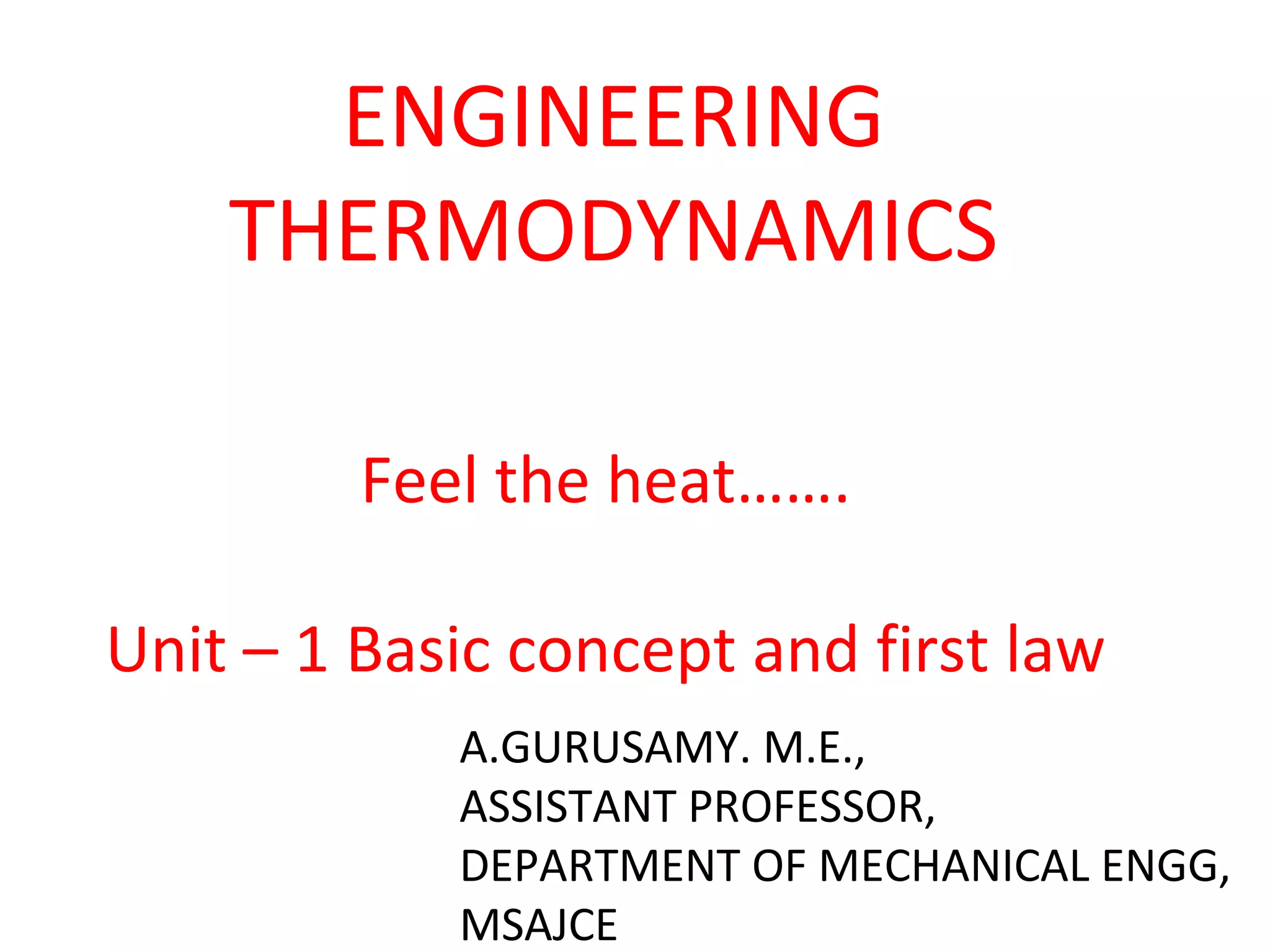 Basic concept and first law of thermodynamics | PPT