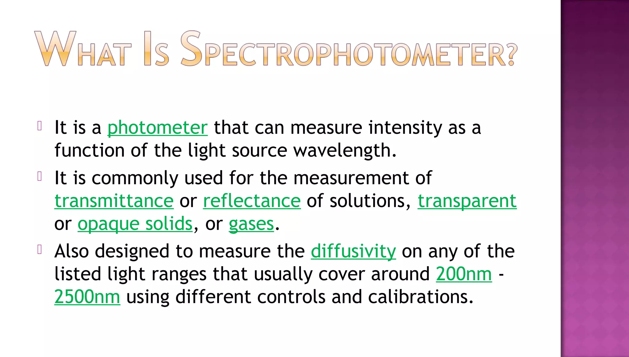 Basic concept of analytical technique spectrophotometry | PPT
