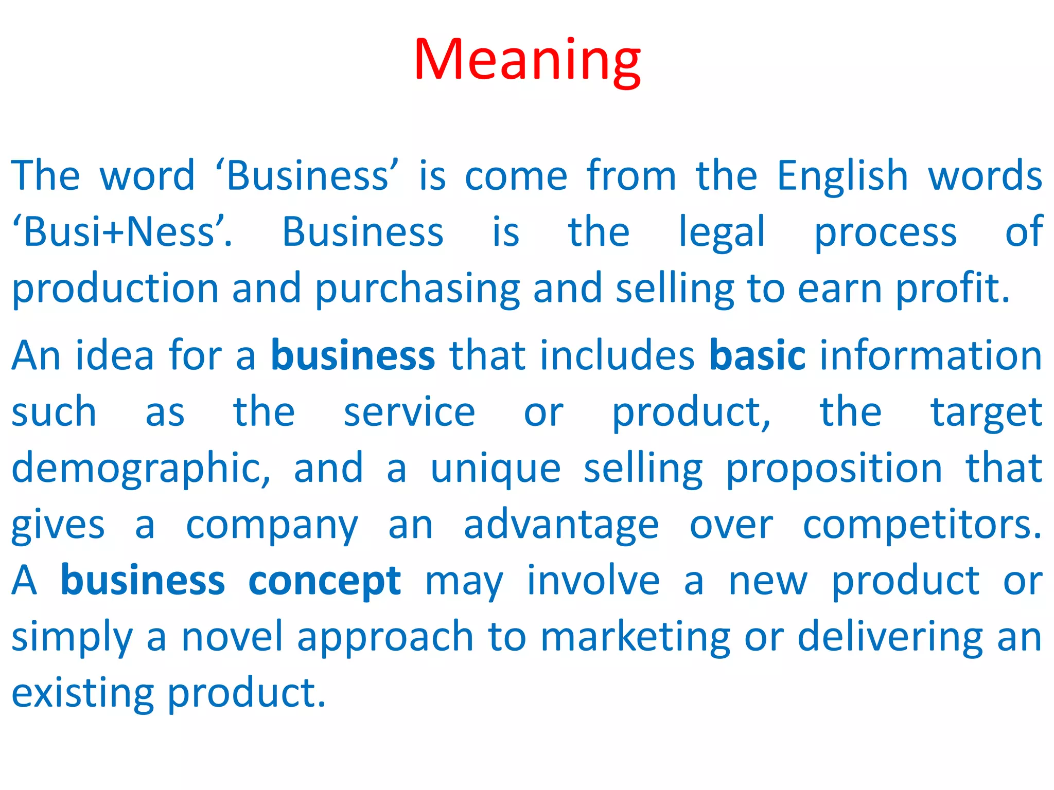 Basic concept of business | PPTX