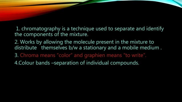 Basic concept of chromatography | PPTX | Chemistry | Science