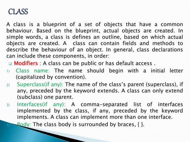 Basic concept of class, method , command line-argument | PPT