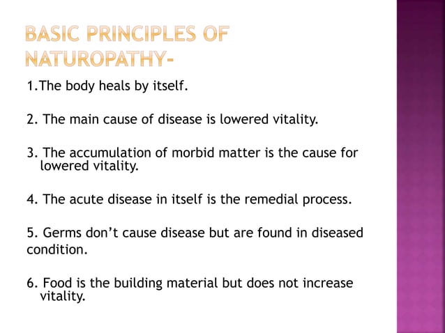 BASIC CONCEPT OF NATUROPATHY.pptx | Holistic Health | Alternative Medicine