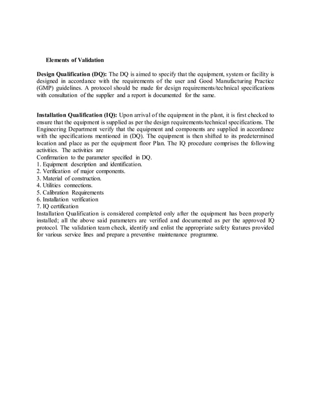 Basic concept of process validation | DOCX