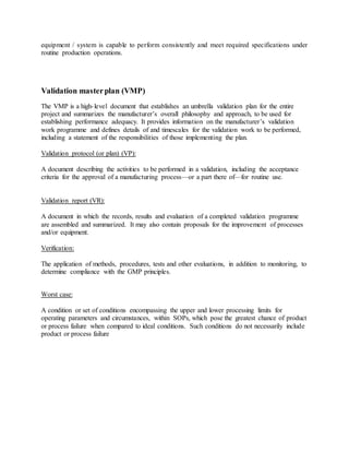 Basic concept of process validation | DOCX