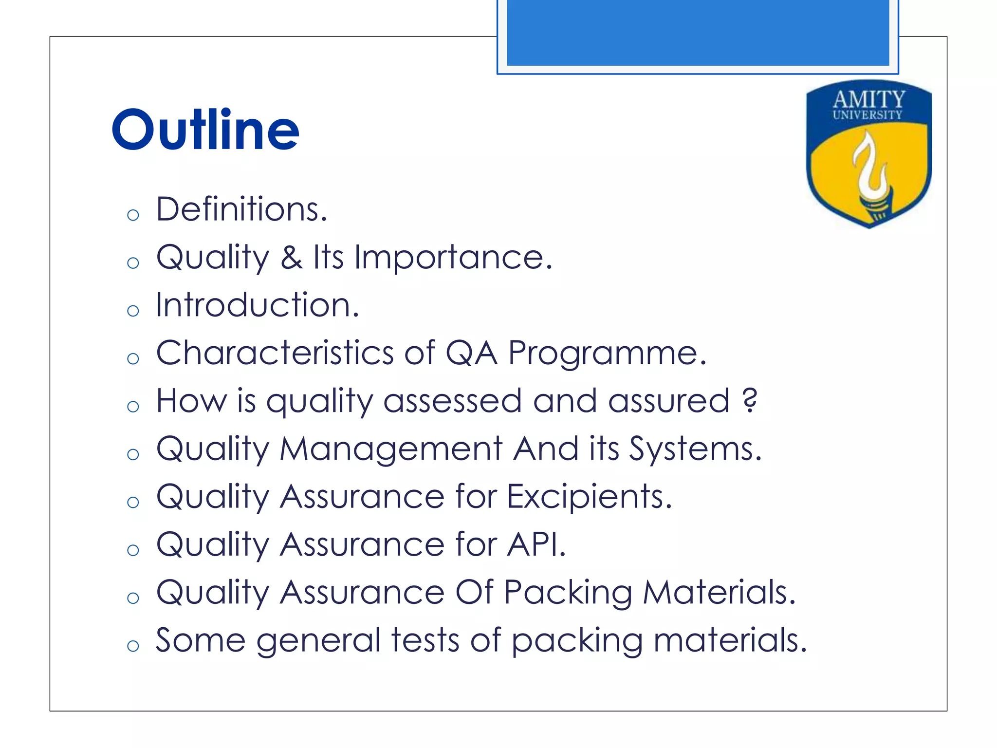 Basic Concepts of Quality Assurance & Management | PPTX