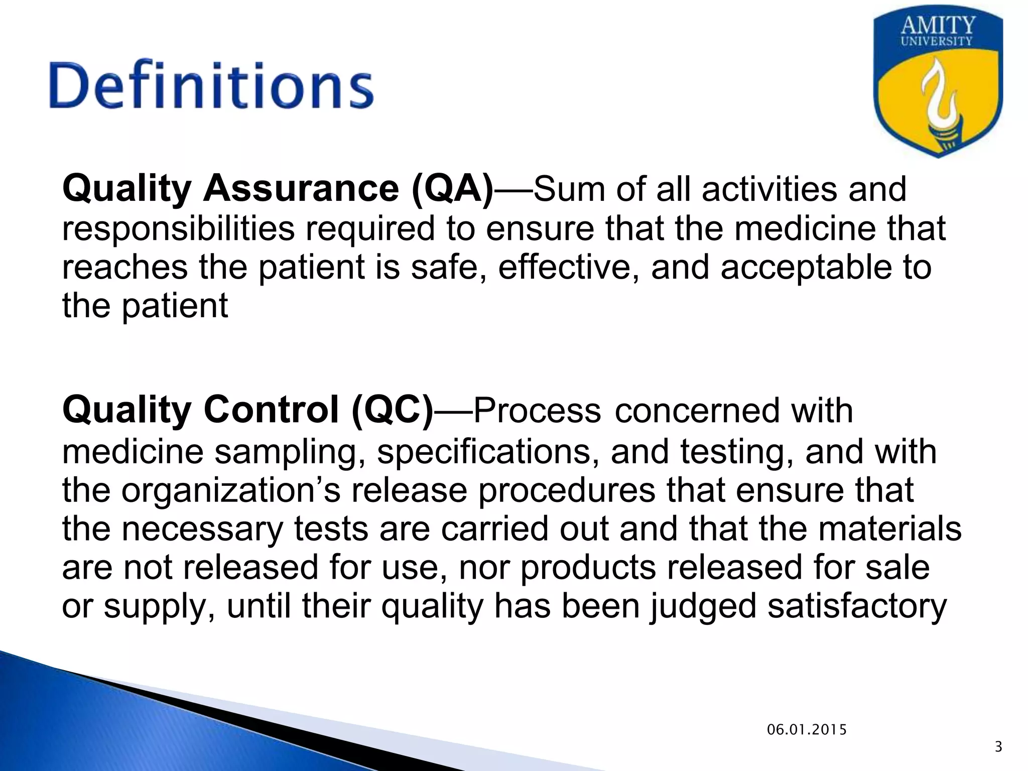 Basic Concepts of Quality Assurance & Management | PPTX