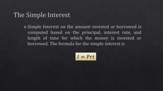 Basic concept of simple interest | PPTX