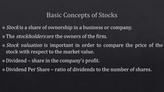 Basic concept of stocks | PPTX