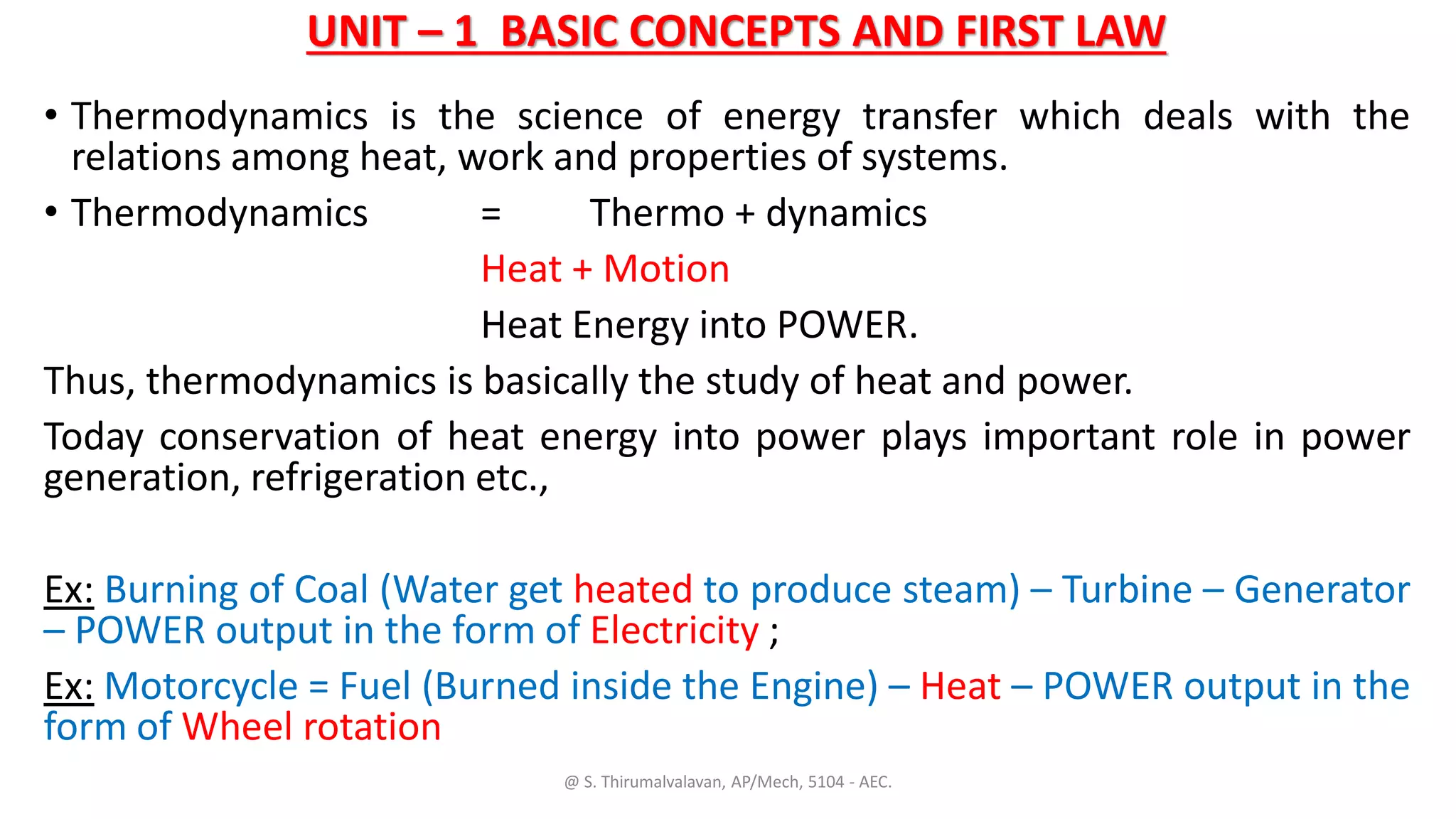 Basic Concepts and First Law of Thermodynamics | PDF