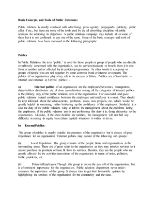 Basic concepts and tools of public relations | PDF