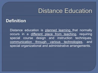 Basic Concepts in Distance Education | PPTX