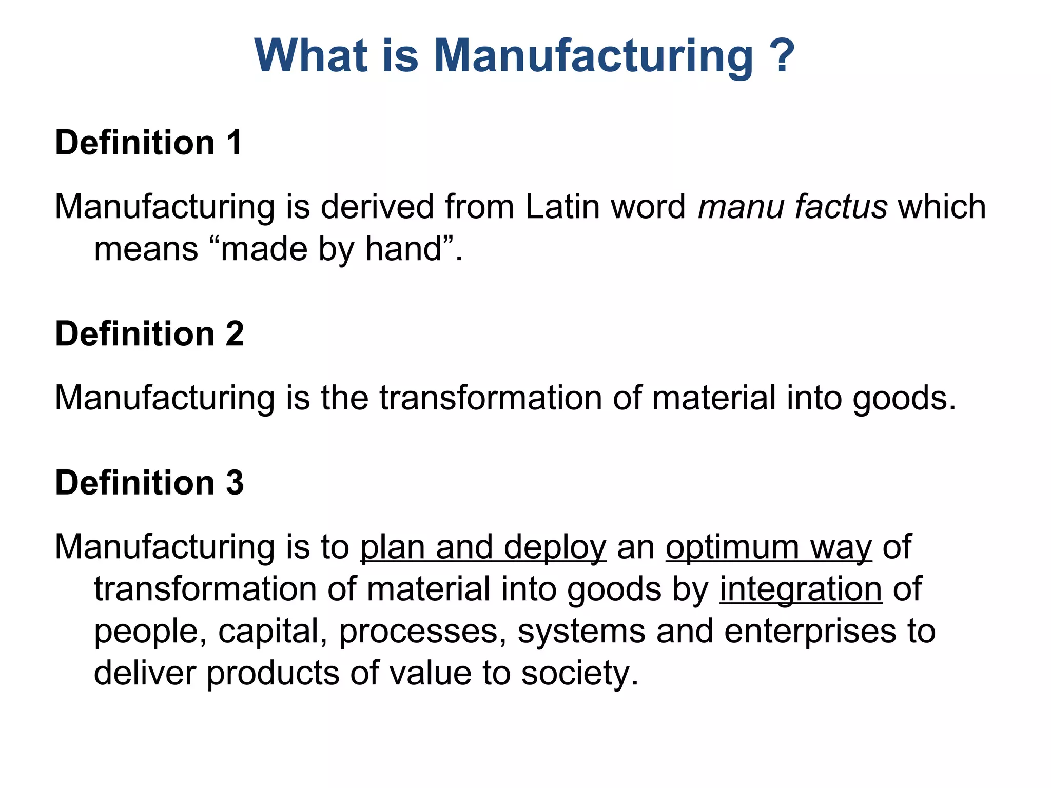 Basic concepts in manufacturing | PPT