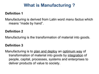 Basic concepts in manufacturing | PPT