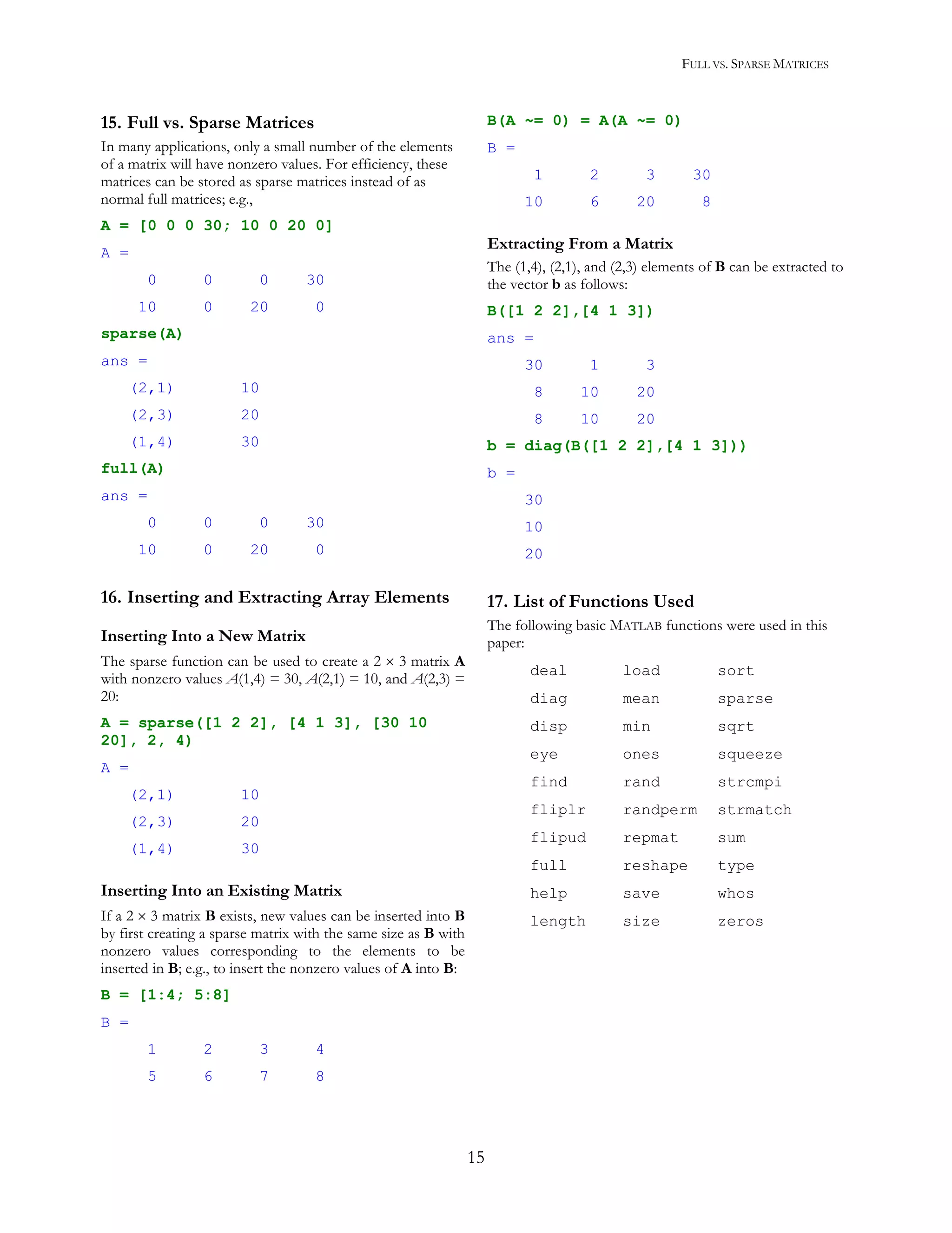Basic concepts in_matlab | PDF