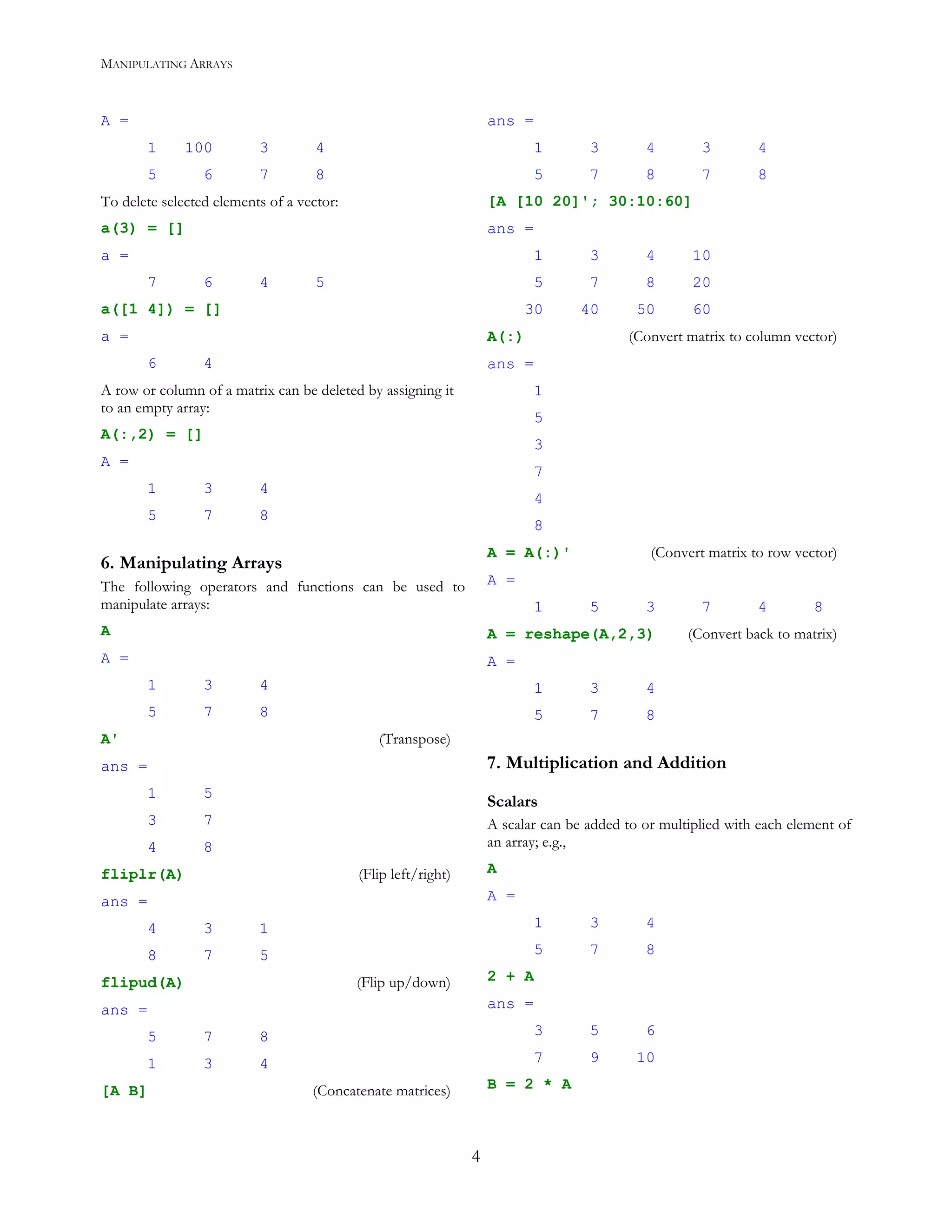 Basic concepts in_matlab | PDF