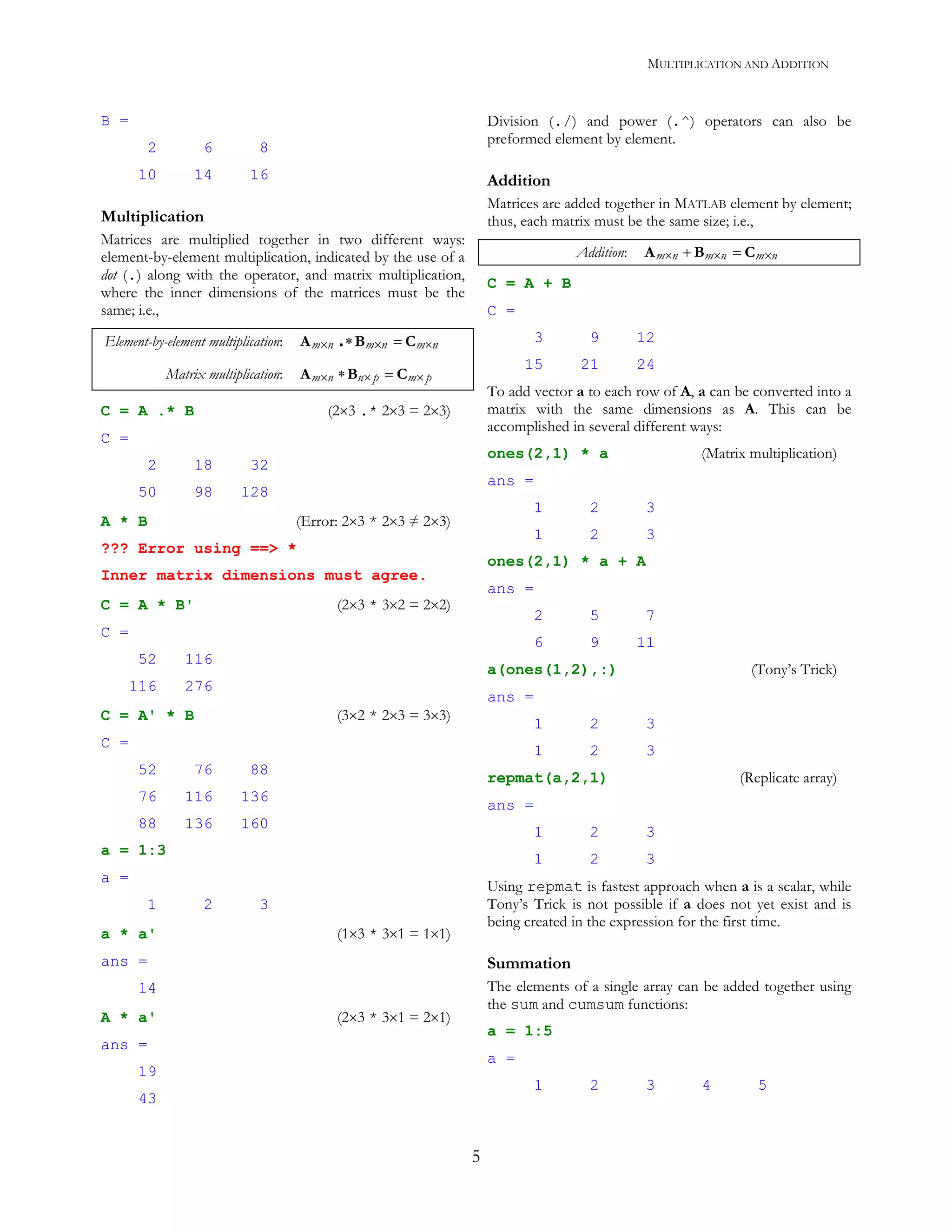 Basic concepts in_matlab | PDF