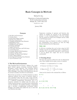 Basic concepts in_matlab | PDF