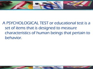 Basic concepts in psychological testing | PPTX | Educational Assessment ...