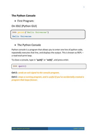 Basic Concepts in Python | PDF