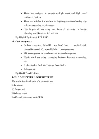 Basic concepts of a computer | PDF