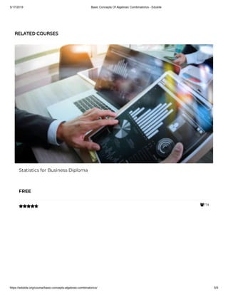 Basic Concepts Of Algebraic Combinatorics - Edukite | PDF | Homework ...