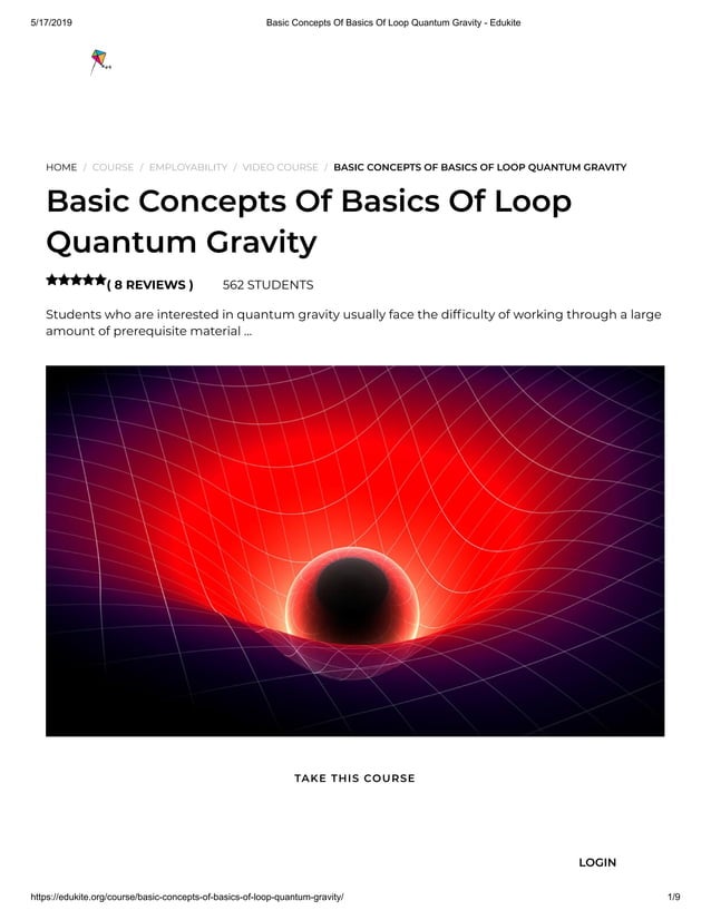 Basic concepts of basics of loop quantum gravity edukite | PDF