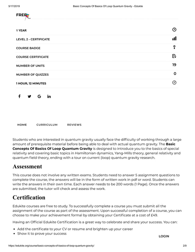Basic concepts of basics of loop quantum gravity edukite | PDF