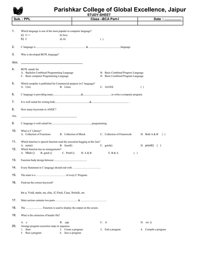 Basic concepts of c language | PDF | Programming Languages | Computing