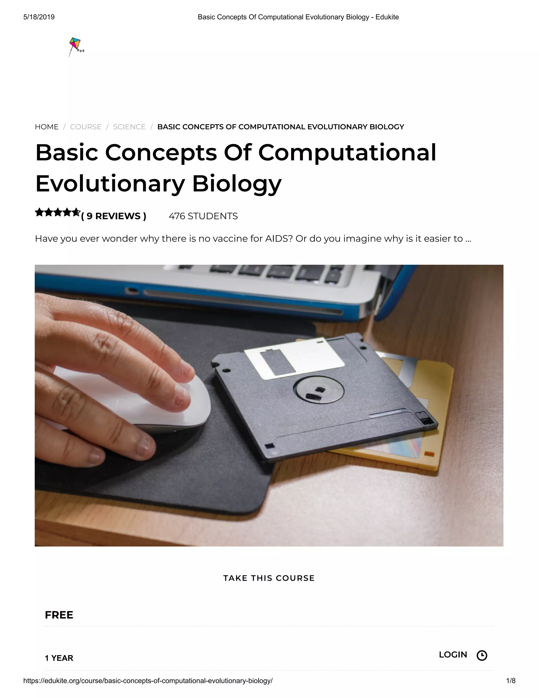 Basic concepts of computational evolutionary biology - edukite | PDF